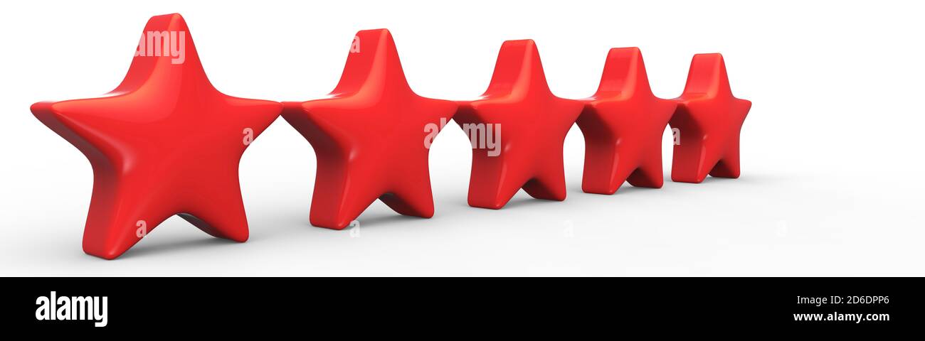 3d five red star on color background. Render and illustration of golden ...