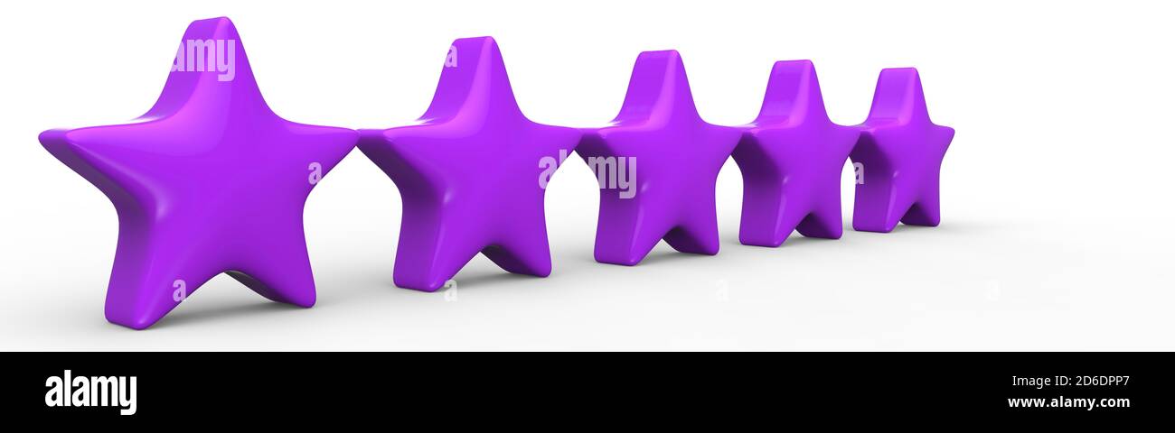 3d five violet star on color background. Render and illustration of ...