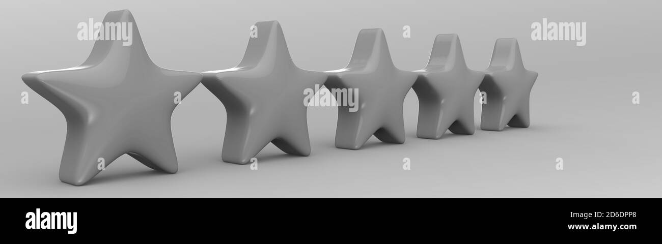 3d five gray star on color background. Render and illustration of ...