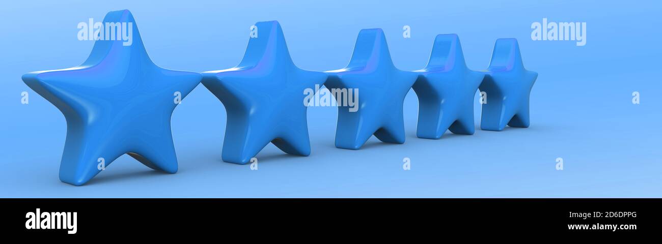 3d five blue star on color background. Render and illustration of ...