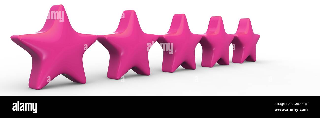 3d five pink star on color background. Render and illustration of ...