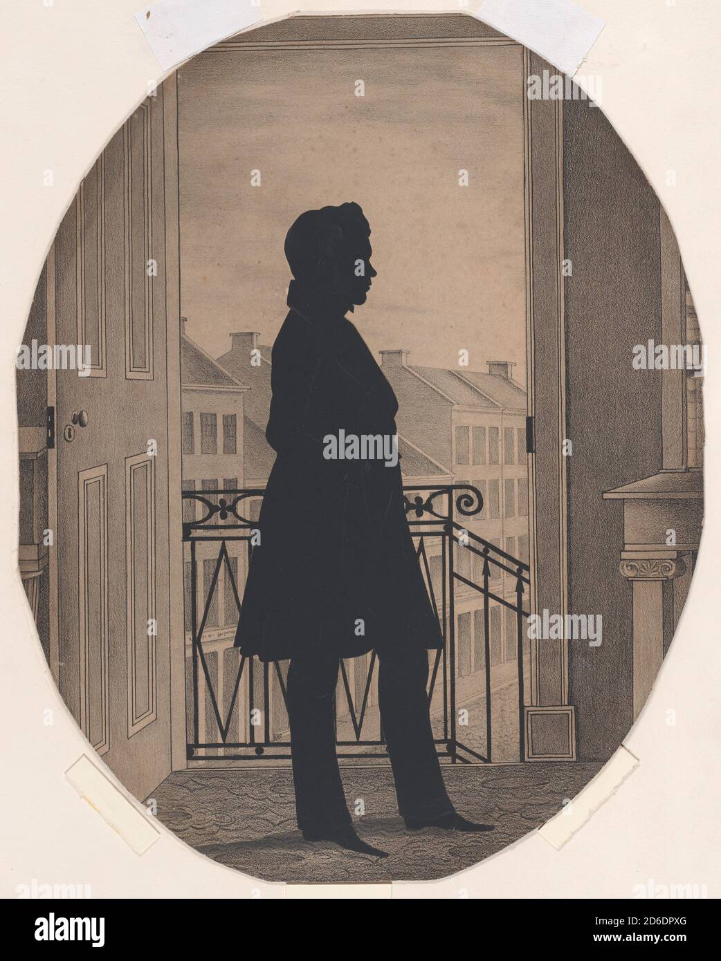Silhouette of a Young Man Before an Open Window, Facing Right, before ...