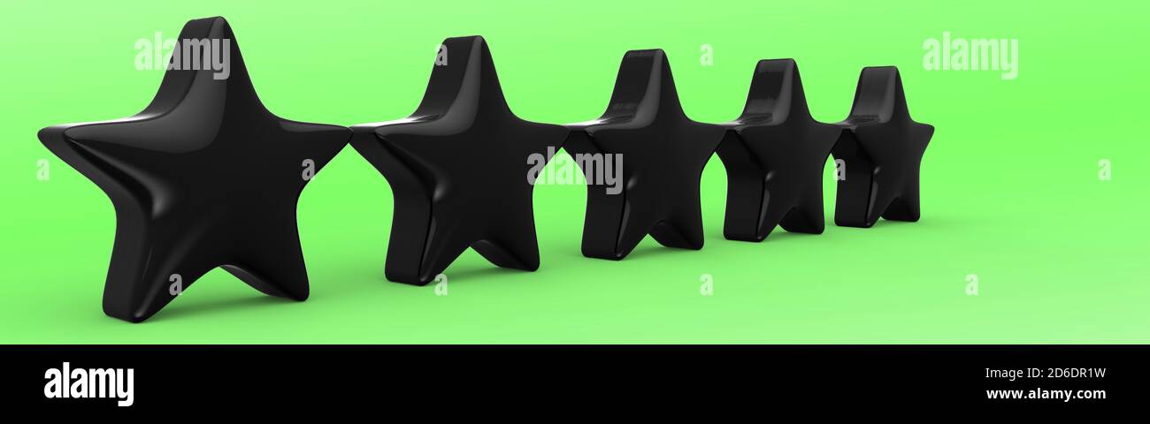 3d five green star on color background. Render and illustration of ...