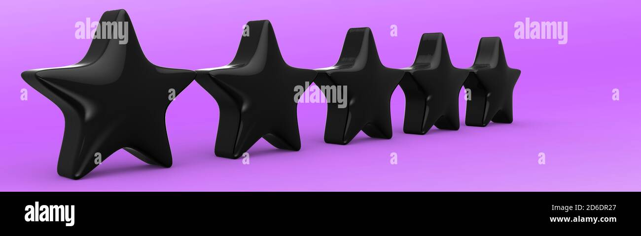 3d five violet star on color background. Render and illustration of ...