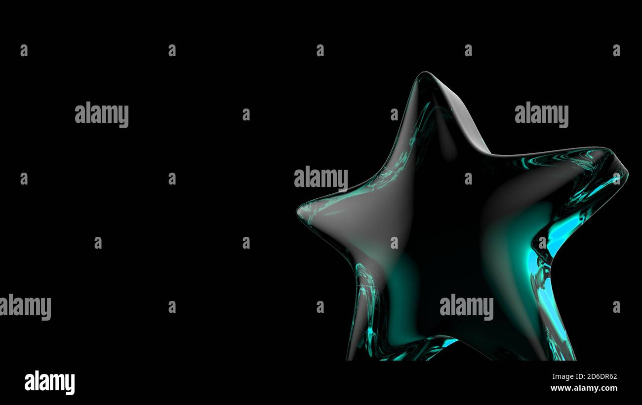 3d azure star on color background. Render and illustration of golden ...