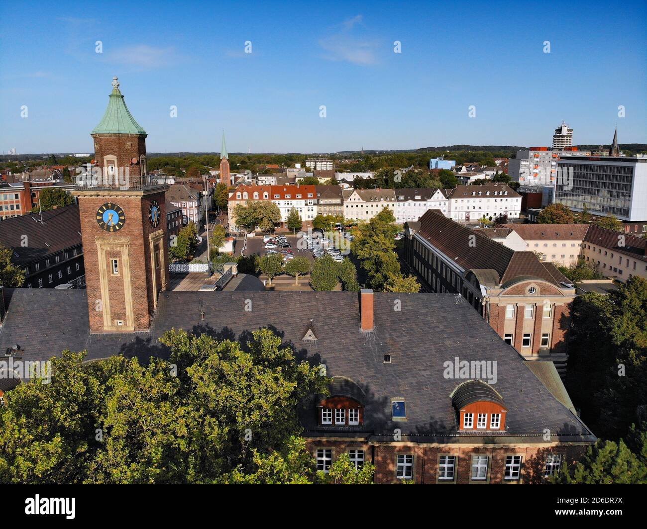 Herne city skyline, Germany. Town Hall (Rathaus) building - local ...