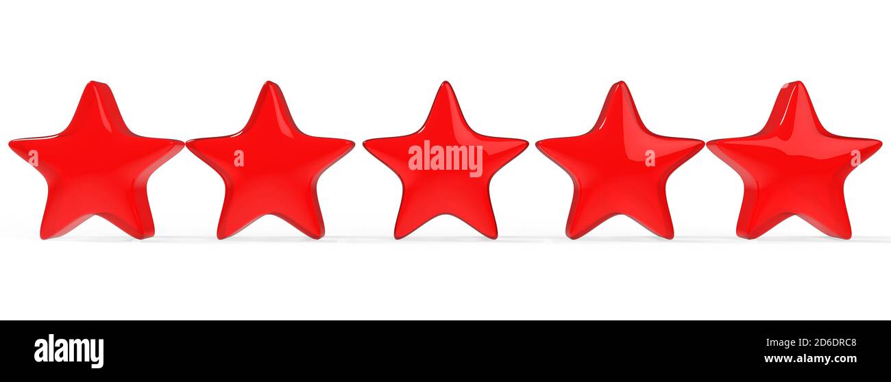 3d five red star on color background. Render and illustration of golden ...