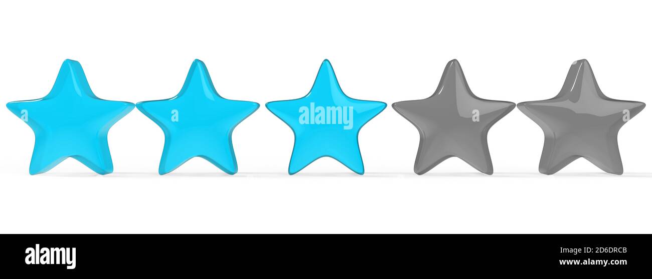 3d three azure star on color background. Render and illustration of ...