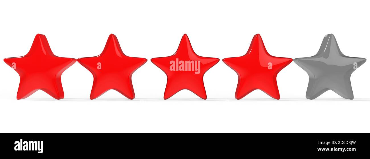 3d four red star on color background. Render and illustration of golden ...