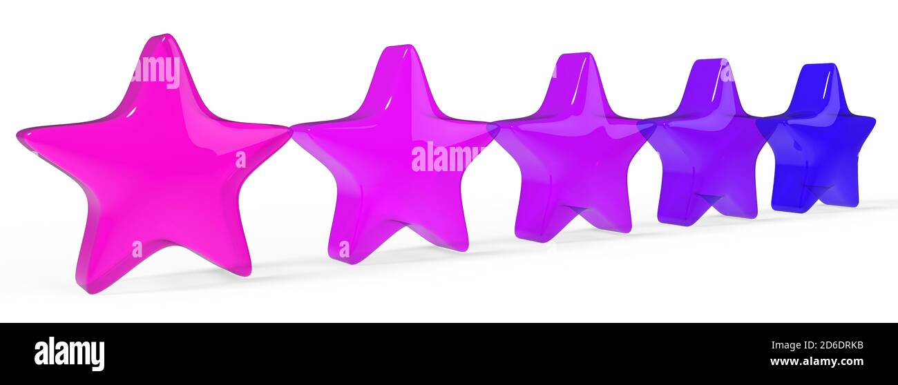 3d five violet star on color background. Render and illustration of ...