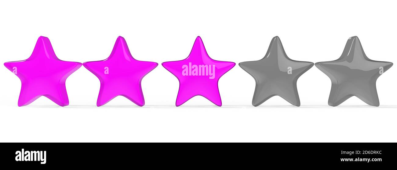 3d three purple star on color background. Render and illustration of ...