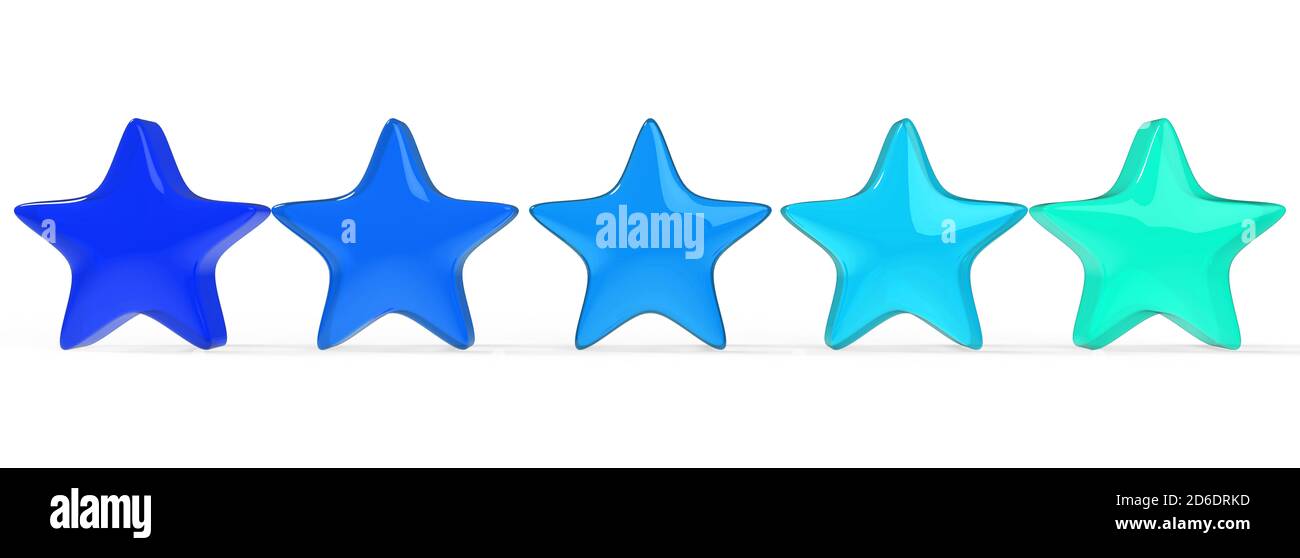 3d four blue star on color background. Render and illustration of ...