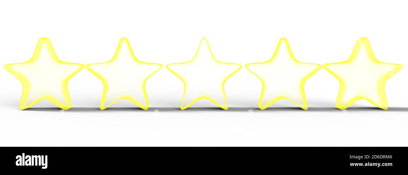 3d five yellow star on color background. Render and illustration of ...