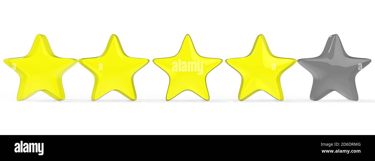 3d yellow four star on color background. Render and illustration of ...