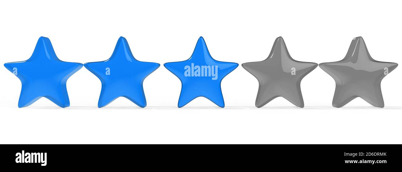3d three blue star on color background. Render and illustration of ...