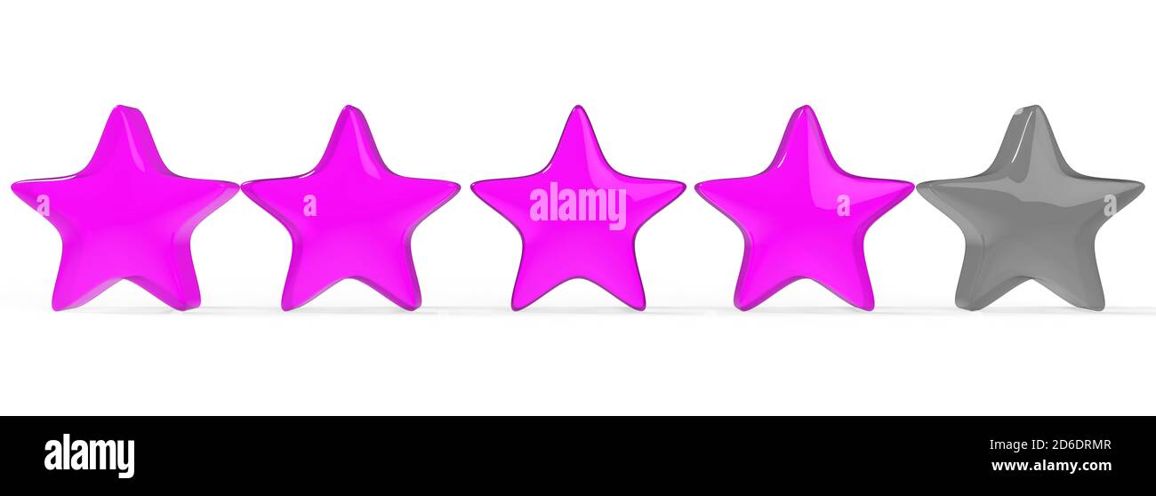 3d four purple star on color background. Render and illustration of ...