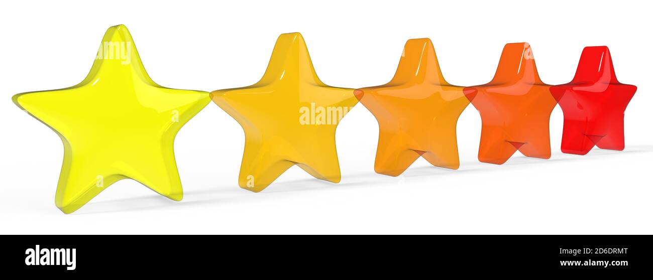 3d five yellow star on color background. Render and illustration of ...