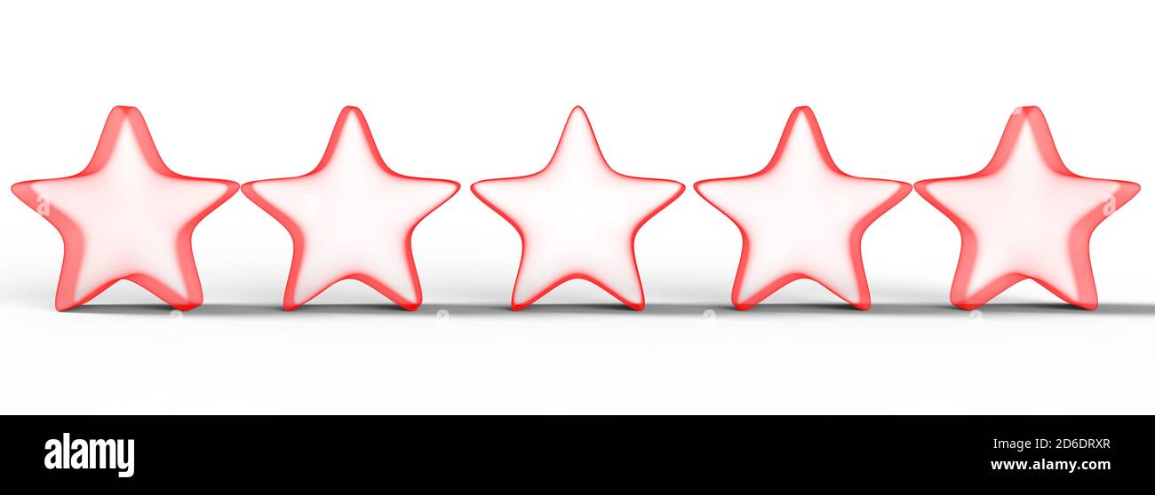 3d five red star on color background. Render and illustration of golden ...