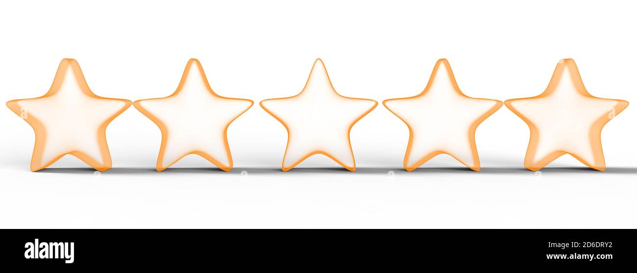 3d five orange star on color background. Render and illustration of ...