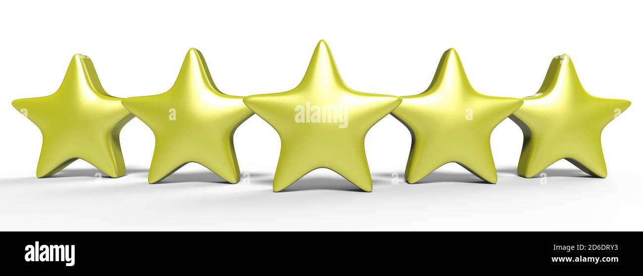 3d five yellow star on color background. Render and illustration of ...