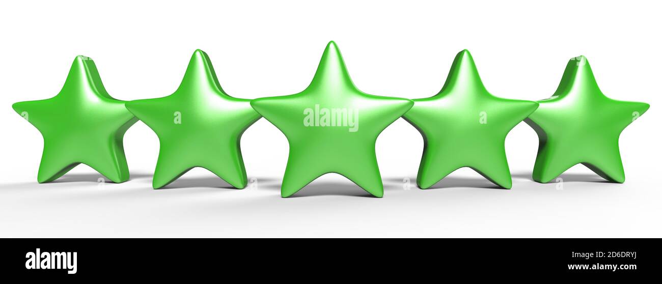 3d five green star on color background. Render and illustration of ...