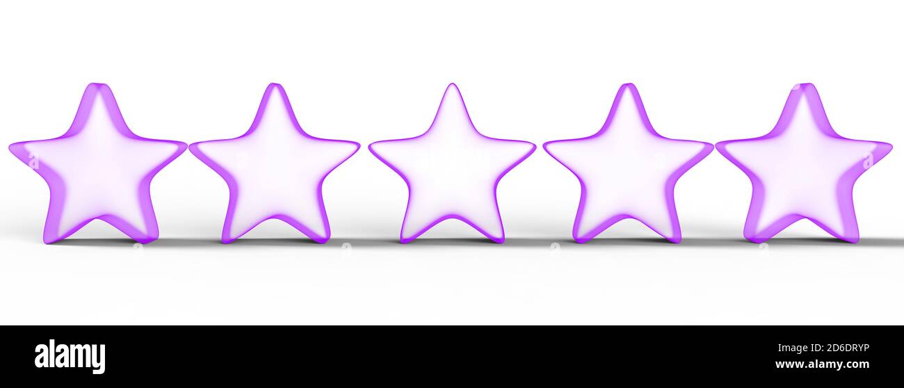 3d five violet star on color background. Render and illustration of ...