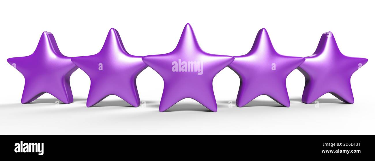 3d five violet star on color background. Render and illustration of ...