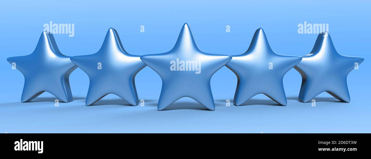3d five blue star on color background. Render and illustration of ...