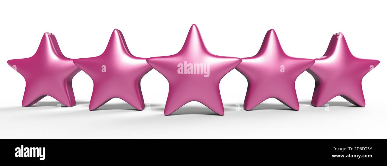 3d five pink star on color background. Render and illustration of ...