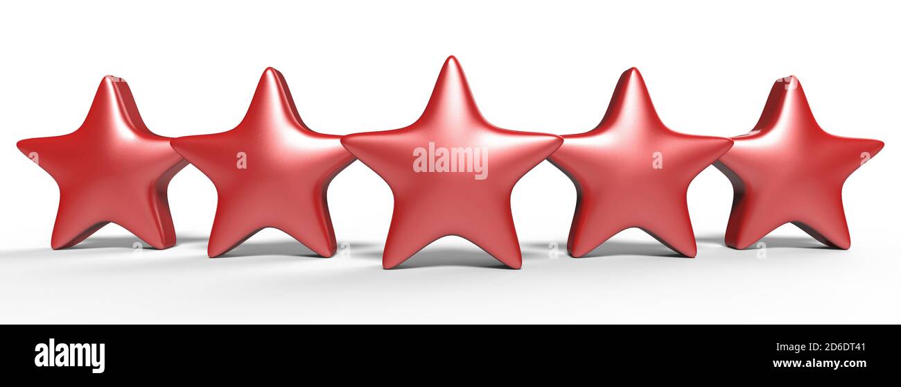 3d five red star on color background. Render and illustration of golden ...