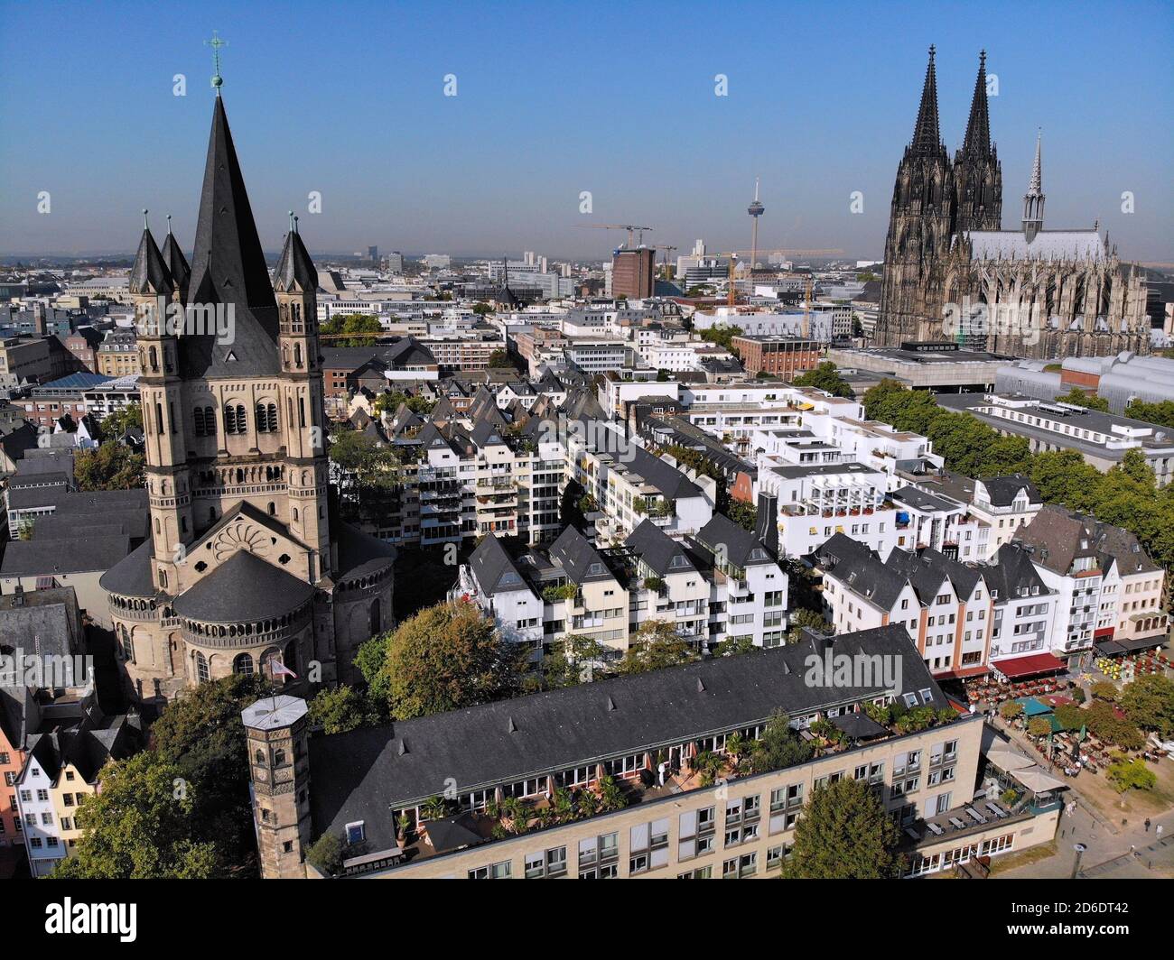 Cologne city, Germany. Aerial view of Innenstadt part of Altstadt Stock ...