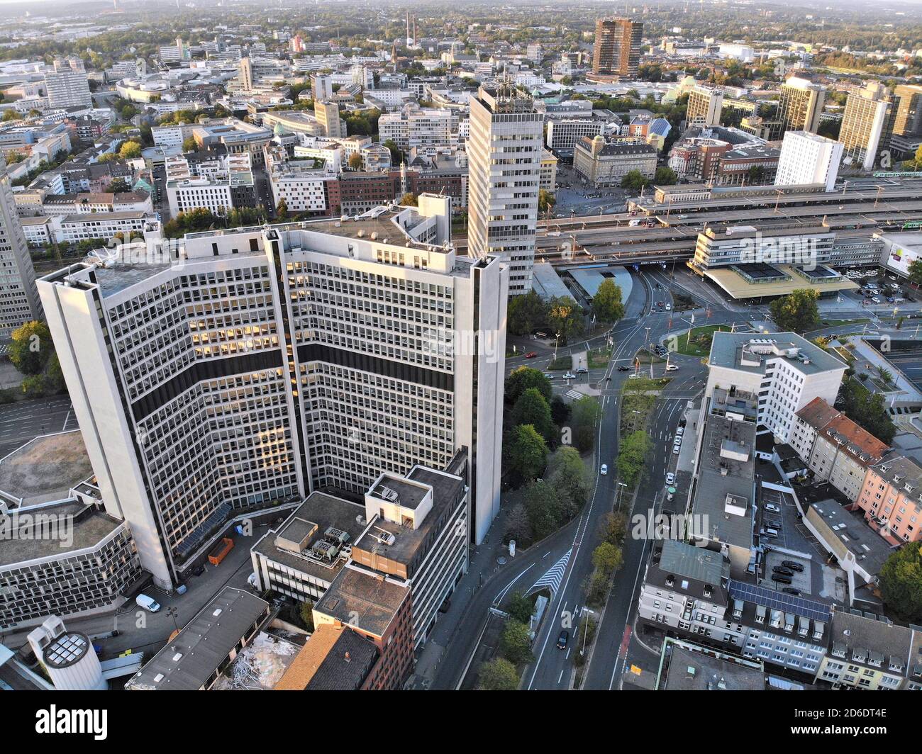 Essen city in Ruhr region, Germany. Aerial view of Sudviertel district ...