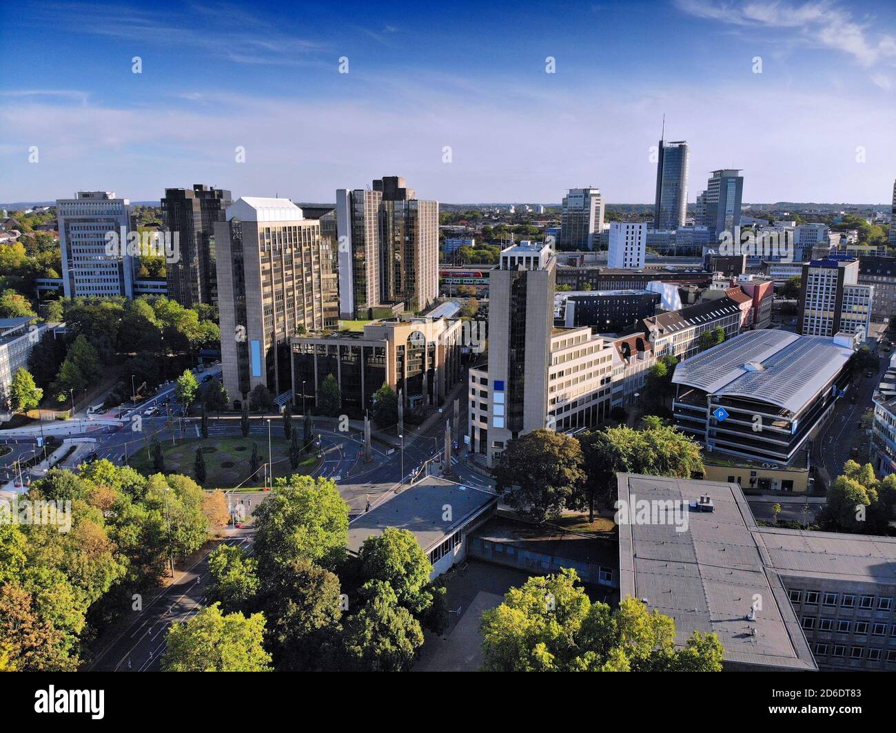 Essen city in Ruhr region, Germany. Aerial view of modern urban ...