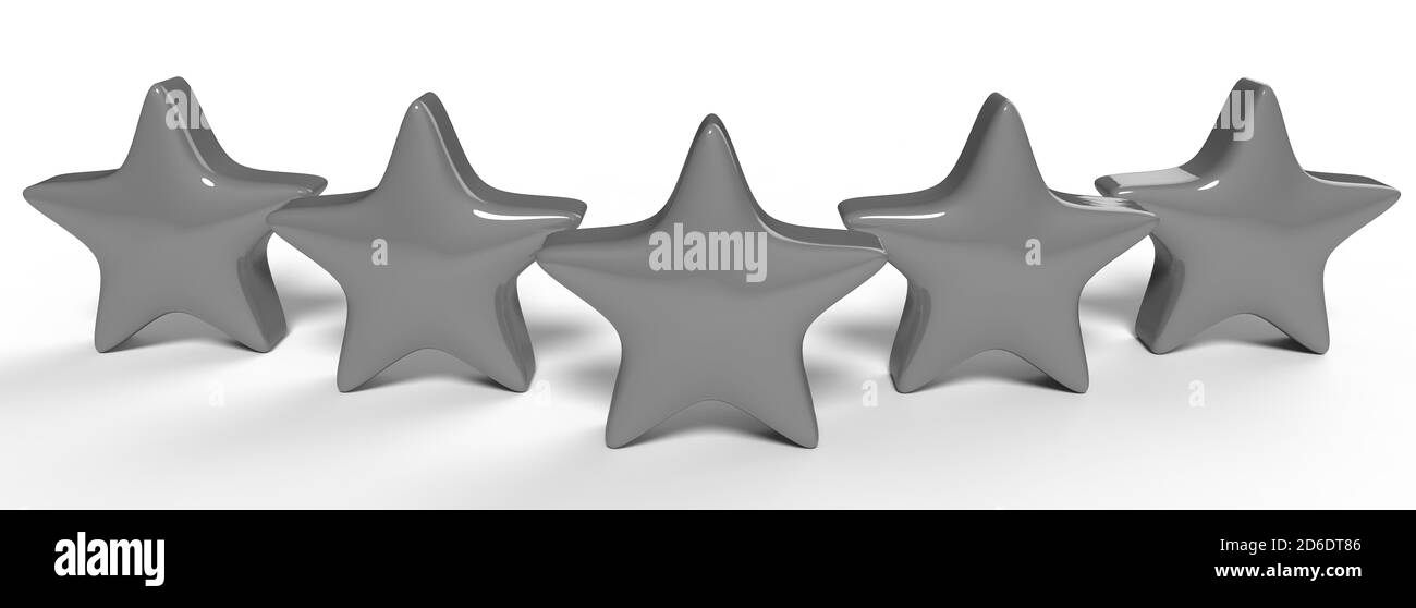 3d five gray star on color background. Render and illustration of ...