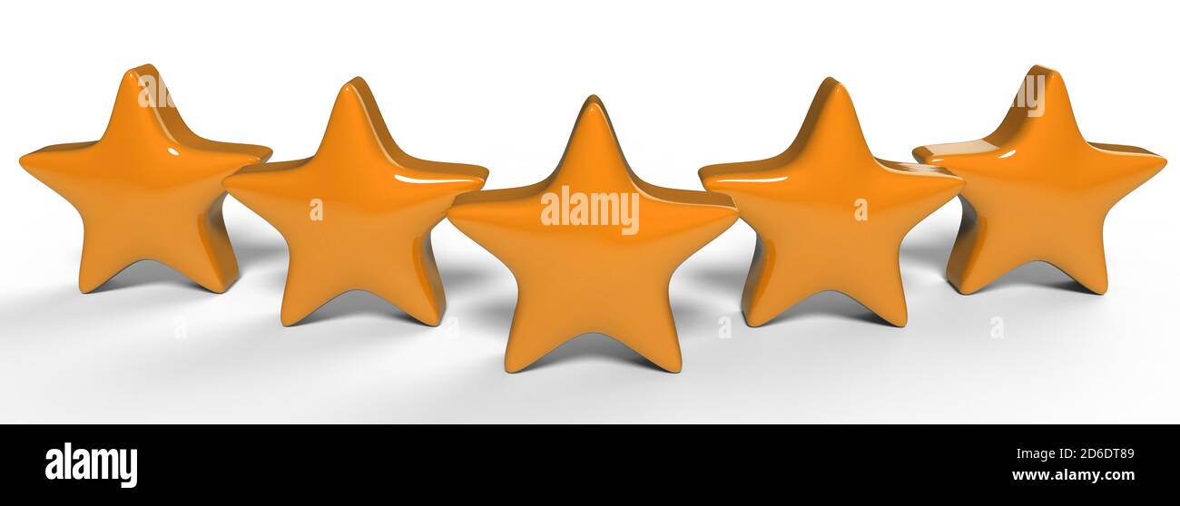 3d five orange star on color background. Render and illustration of ...