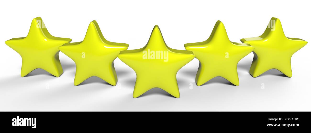 3d five yellow star on color background. Render and illustration of ...