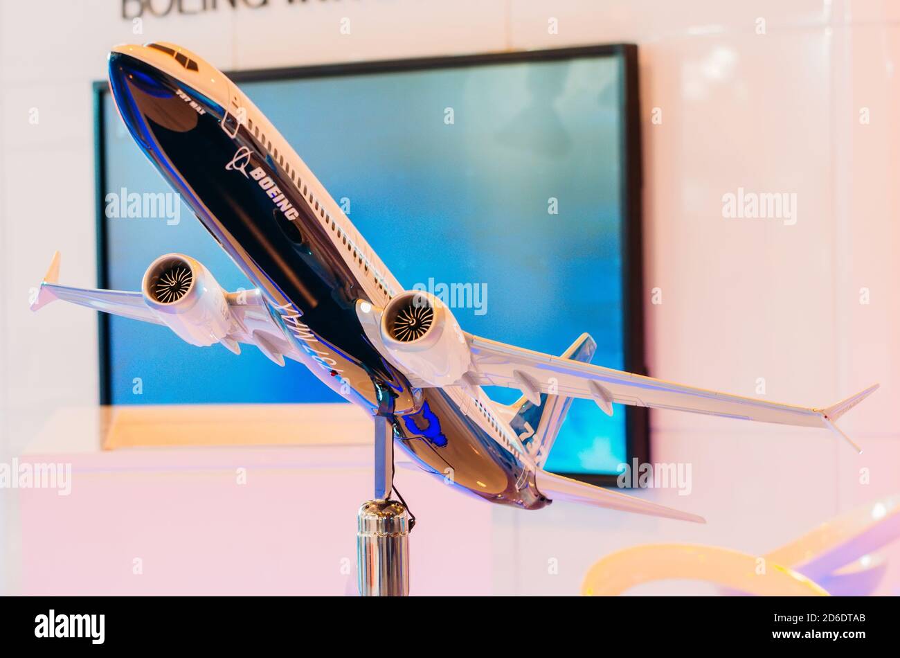 Exhibition models boeing aircraft 737 max. Russia, Moscow July 2017 ...