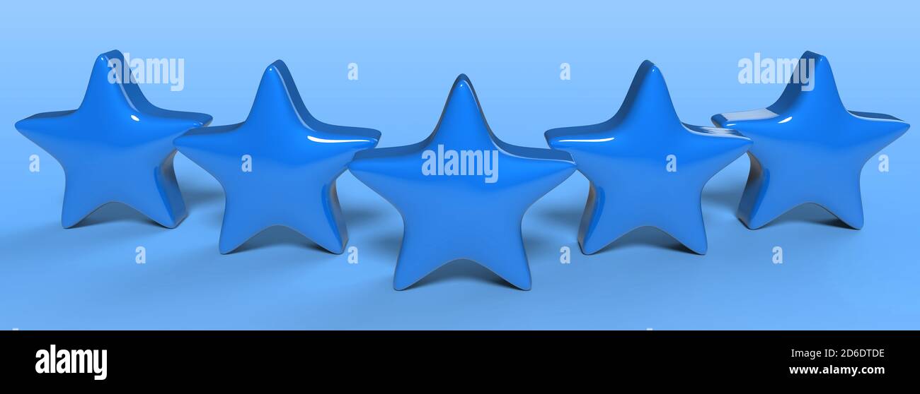 3d five blue star on color background. Render and illustration of ...