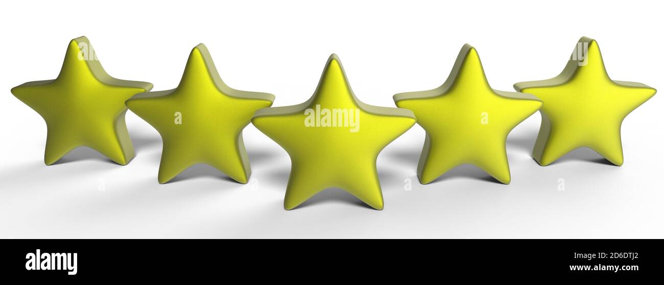 3d five yellow star on color background. Render and illustration of ...