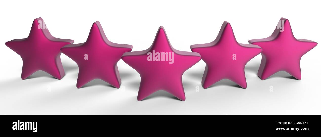3d five pink star on color background. Render and illustration of ...