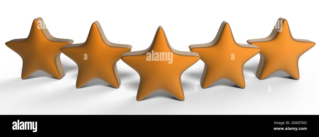 3d five orange star on color background. Render and illustration of ...