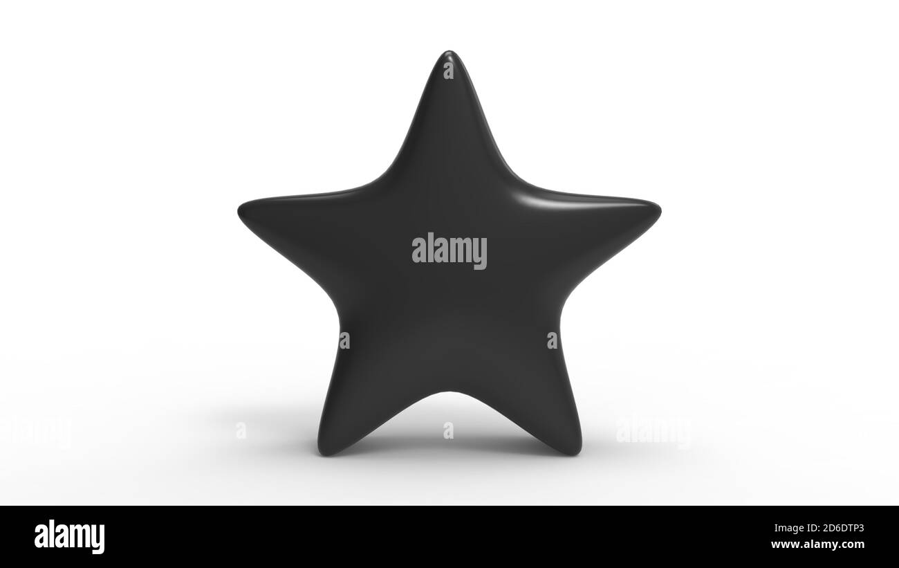 3d black star on white background. Render and illustration of golden ...