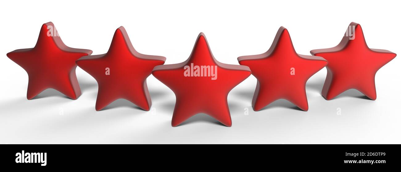 3d five red star on color background. Render and illustration of golden ...