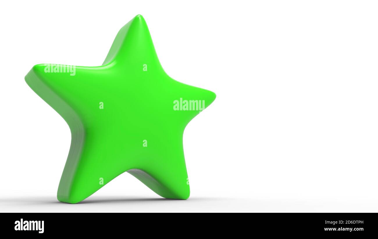 3d green star on color background. Render and illustration of golden ...
