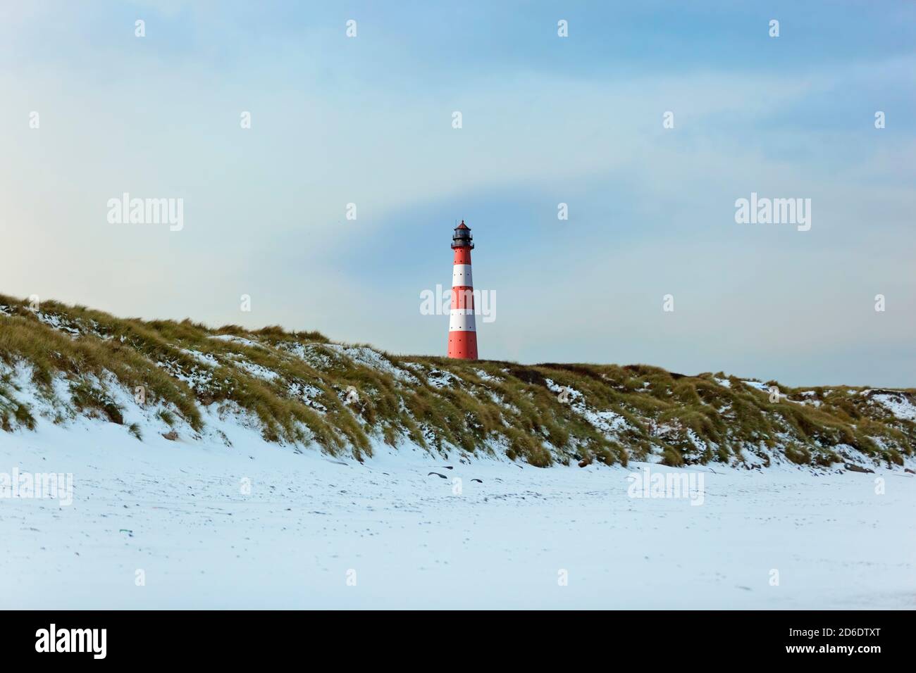 Lighthouse in the snow, Sylt Island, Schleswig-Holstein Stock Photo - Alamy