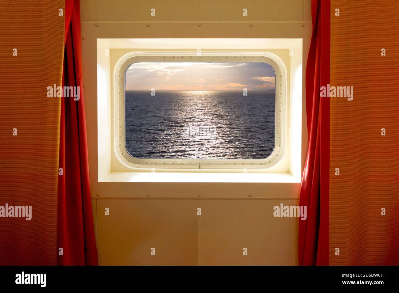 Sea view from a ship's cabin Stock Photo - Alamy