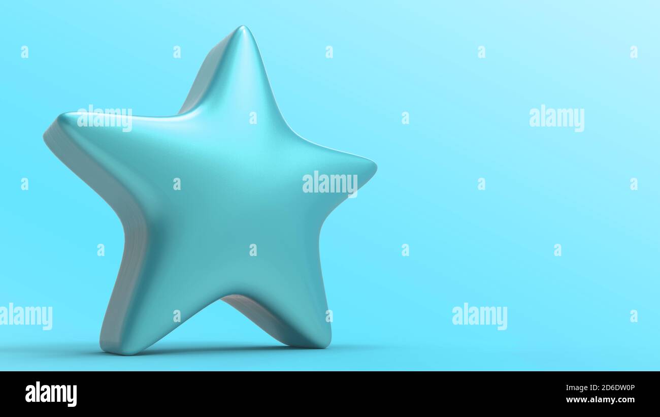 3d azure star on color background. Render and illustration of golden ...