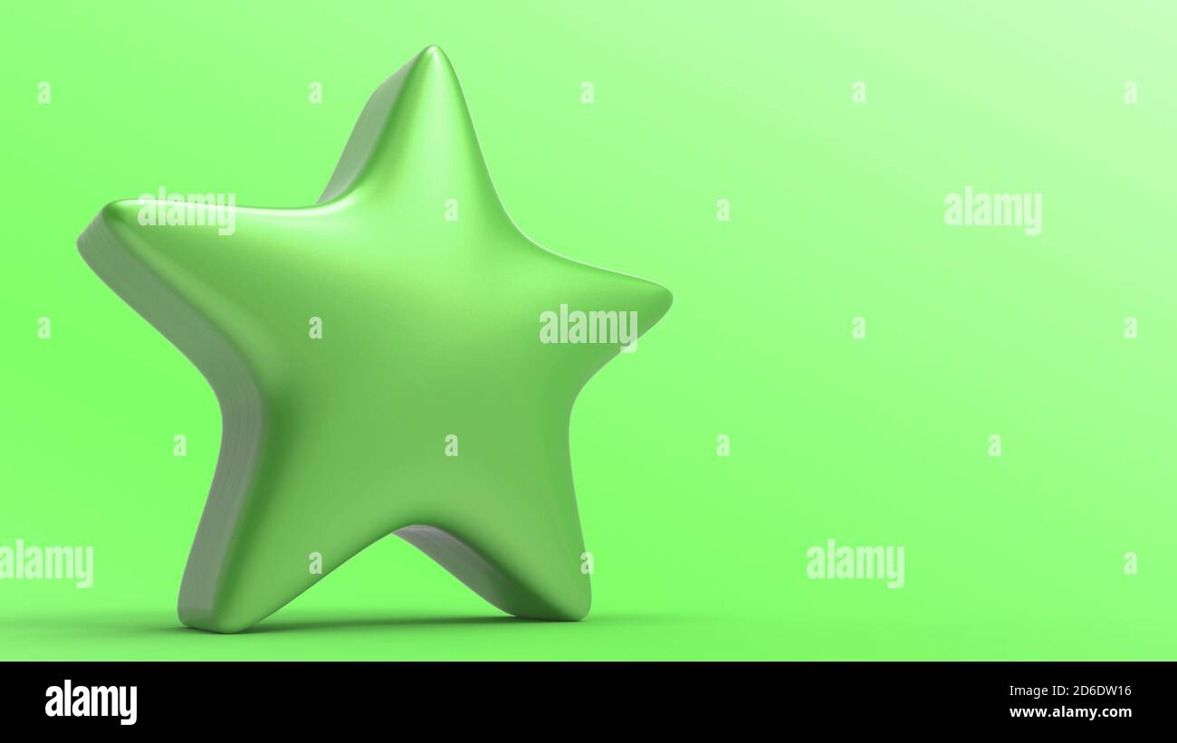 3d green star on color background. Render and illustration of golden ...