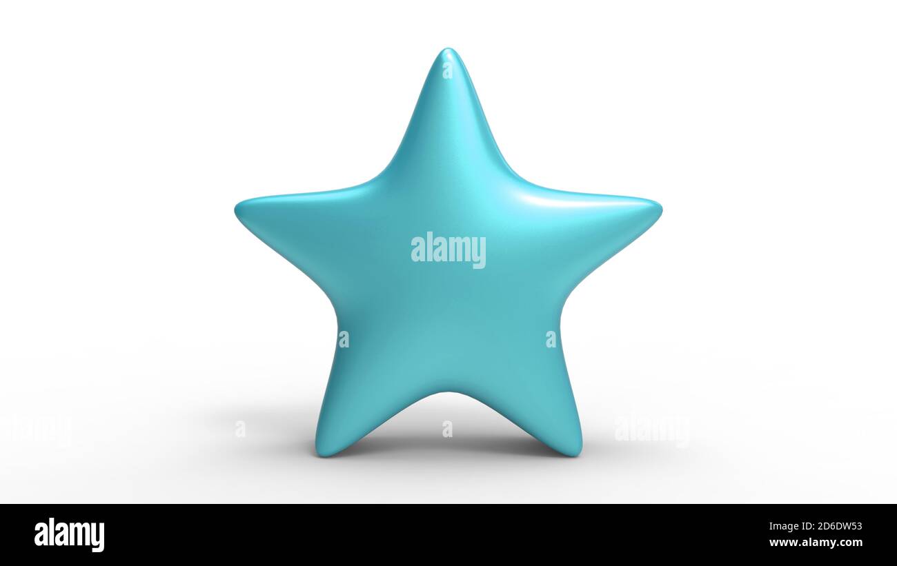 3d azure star on color background. Render and illustration of golden ...