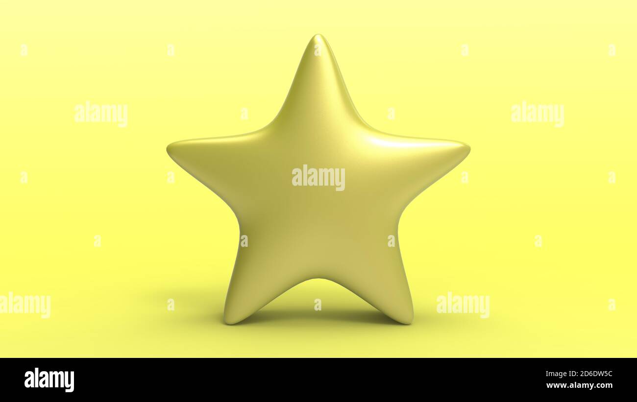 3d yellow star on color background. Render and illustration of golden ...